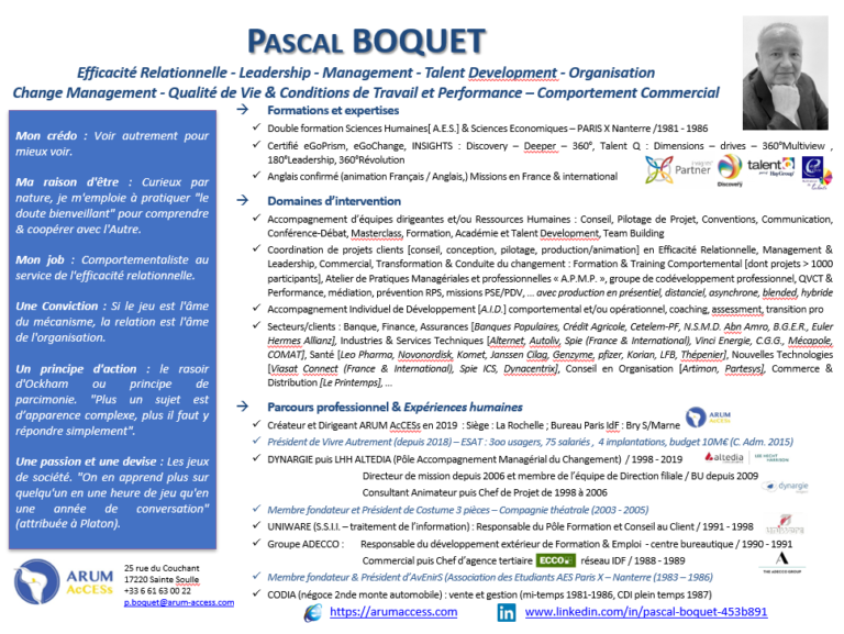 CV de Pascal Boquet - ARUM AcCESs